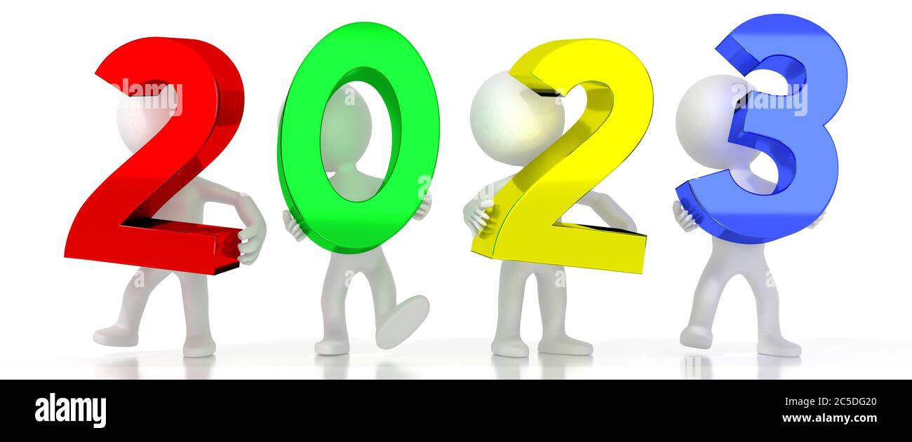 2023 - colorful letters - 3D illustration Stock Photo - Alamy