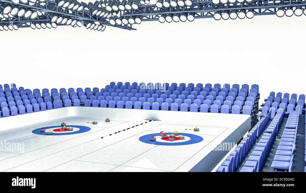 3D Render of Ice arena for playing curling Stock Photo - Alamy