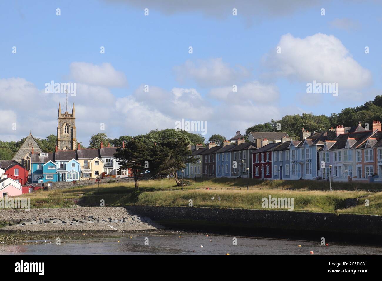 Seafront at Aberaeron in Wales blue sky with clouds Stock Photo - Alamy