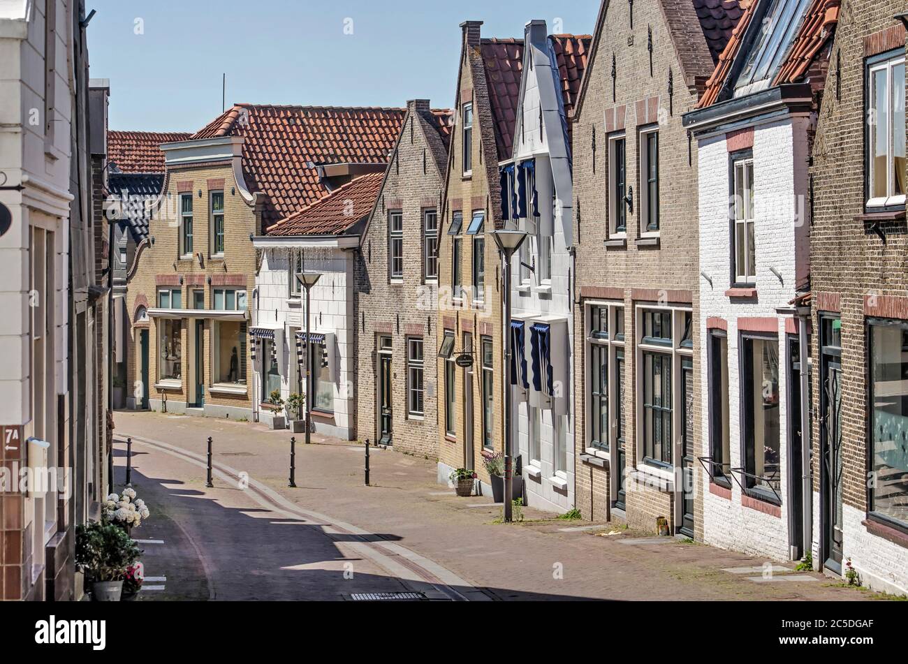 Zuidland, The Netherlands, June 20, 2020: view along the gently curving ...