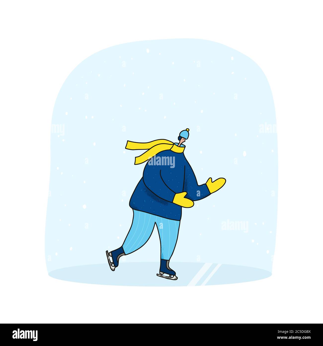 Ice skater. Boy dressed in warm winter clothes skating on the rink ...