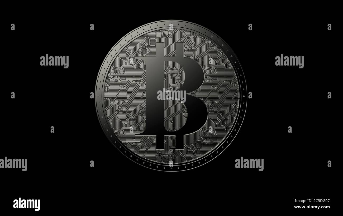Gray bitcoin gold coin Isolated with black background bit-coin 3d ...