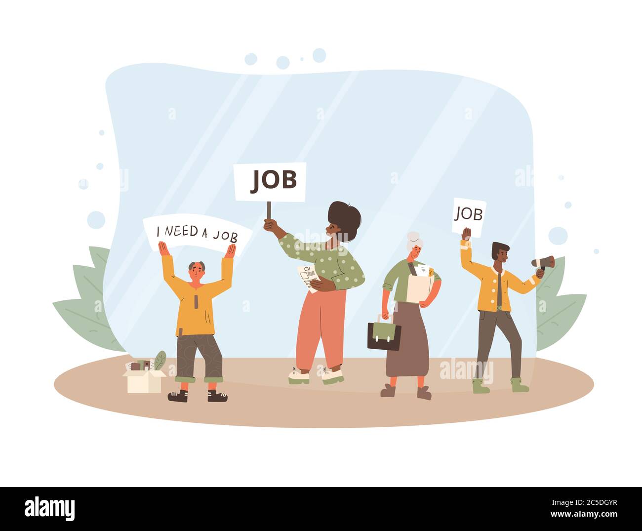 Protests against dismissal. Jobless people. Job search. Unemployed in ...