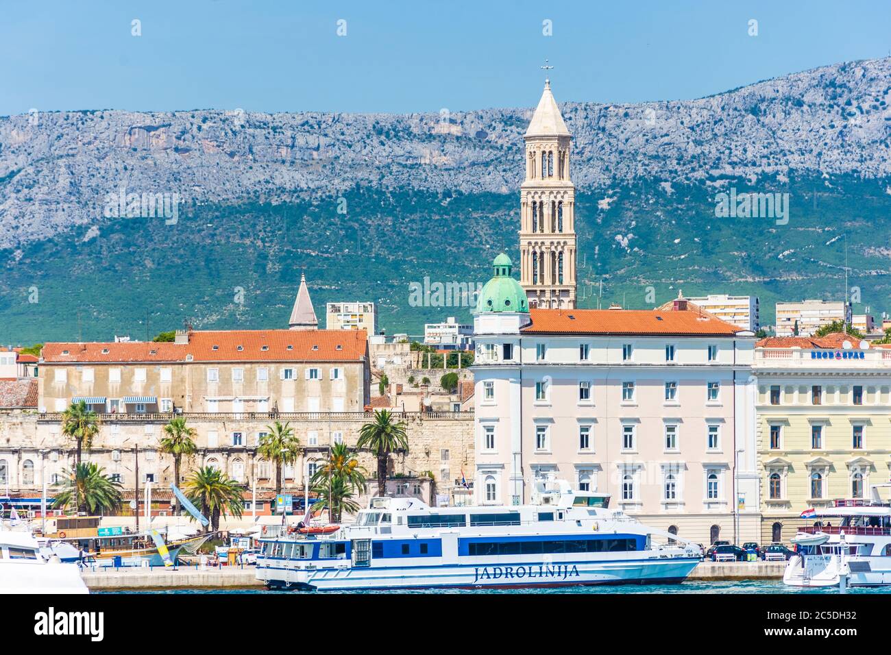 SPLIT, CROATIA, 7 AUGUST 2019: View of the city from the sea Stock ...