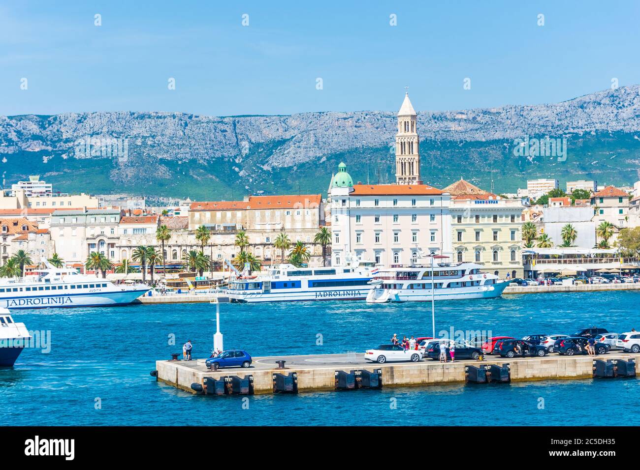 SPLIT, CROATIA, 7 AUGUST 2019: View of the city from the sea Stock ...