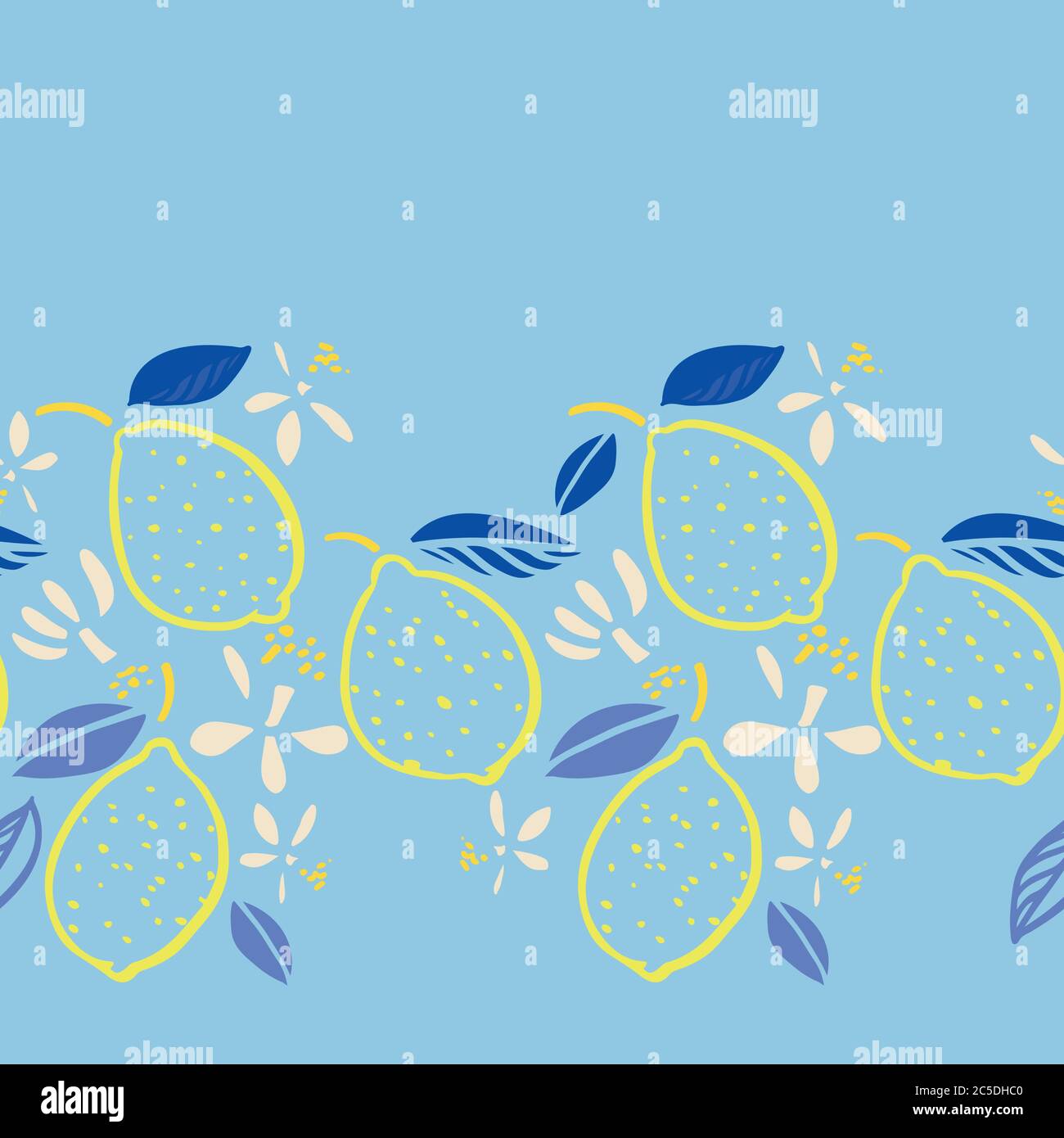 Vector tropical modern mediterranean summer lemon repeating border ...