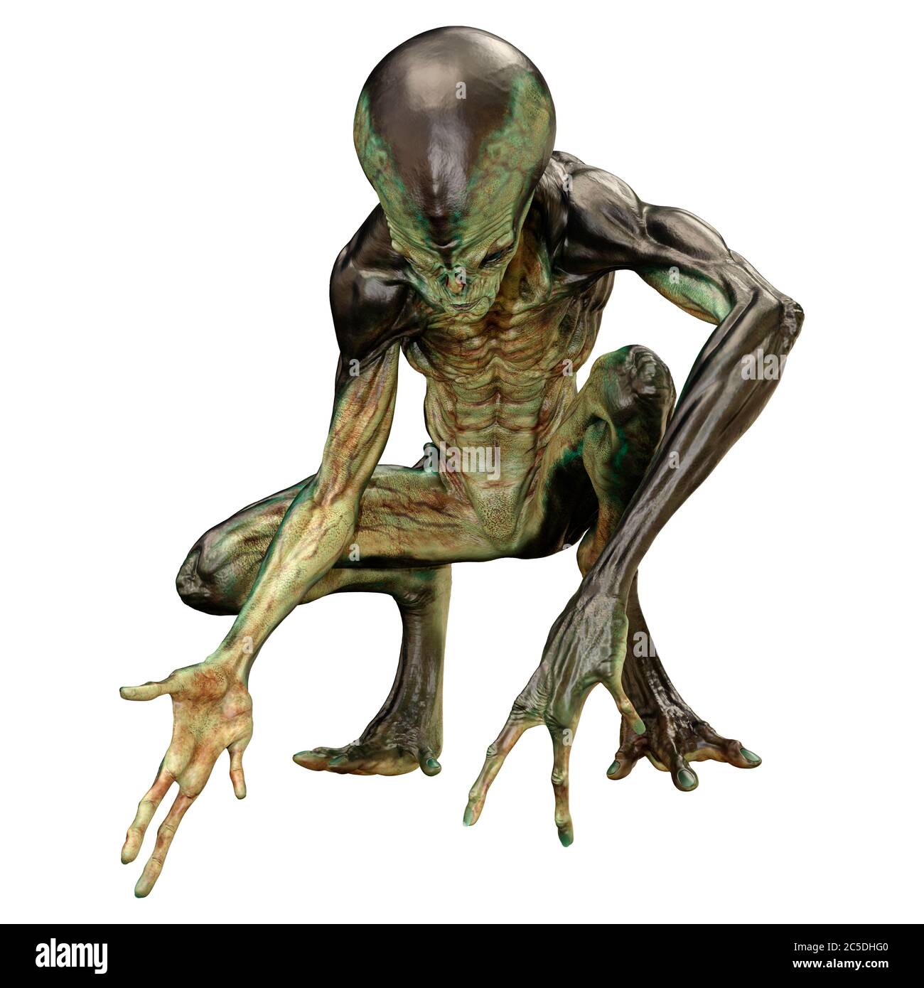 3D rendering of a green alien isolated on white background Stock Photo ...