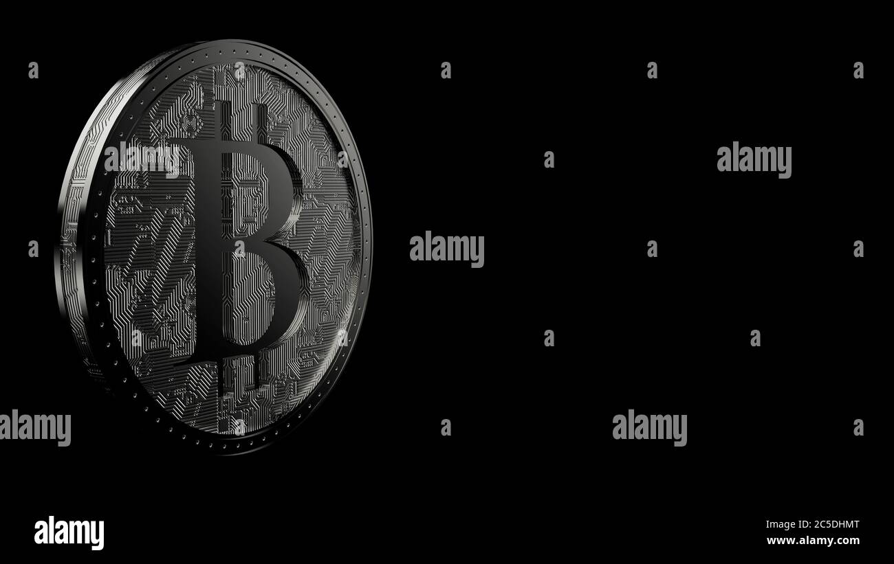 Gray bitcoin gold coin Isolated with black background bit-coin 3d ...