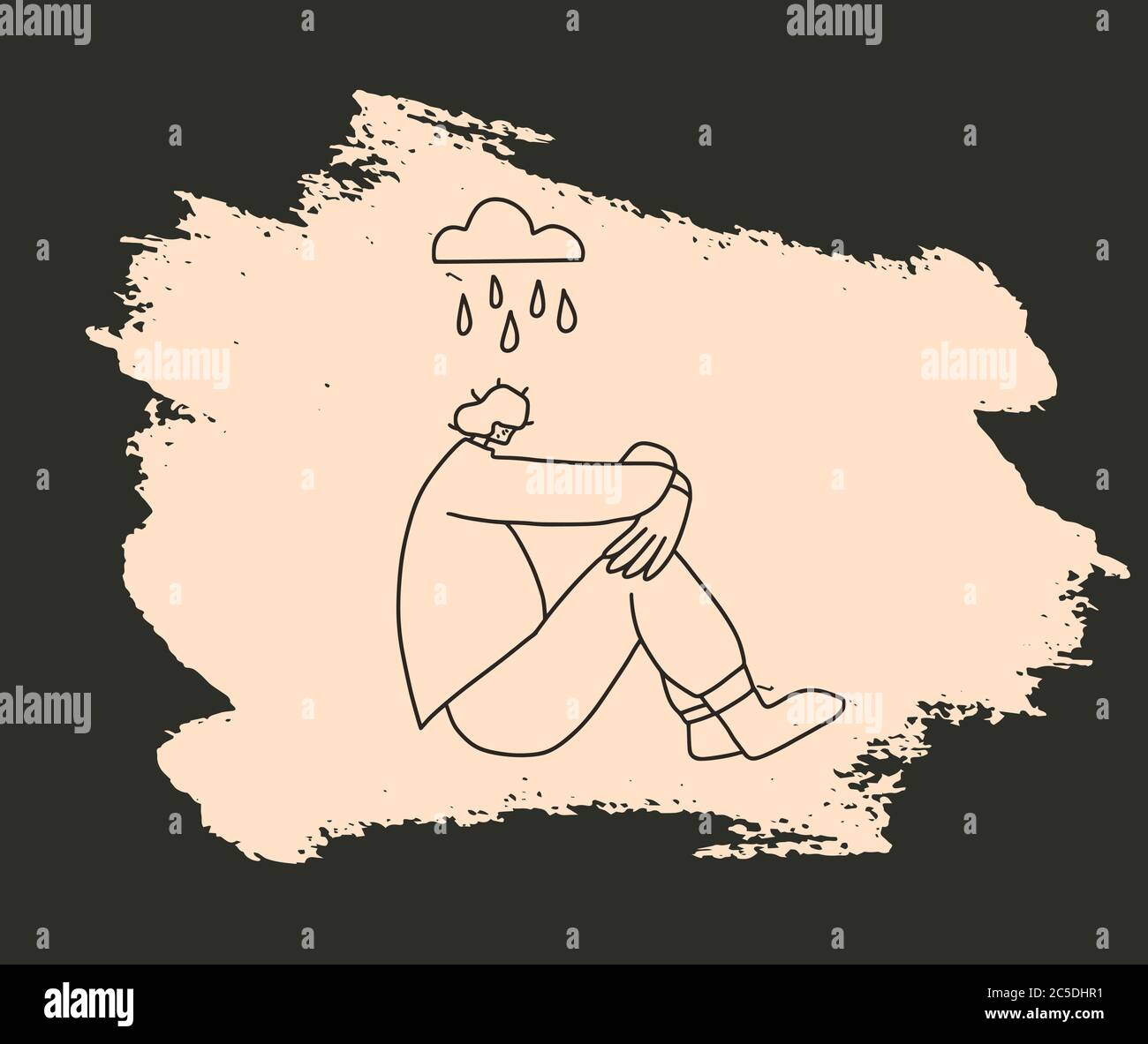 Sad man. Psychological issues. Young person with bad mood, headache ...