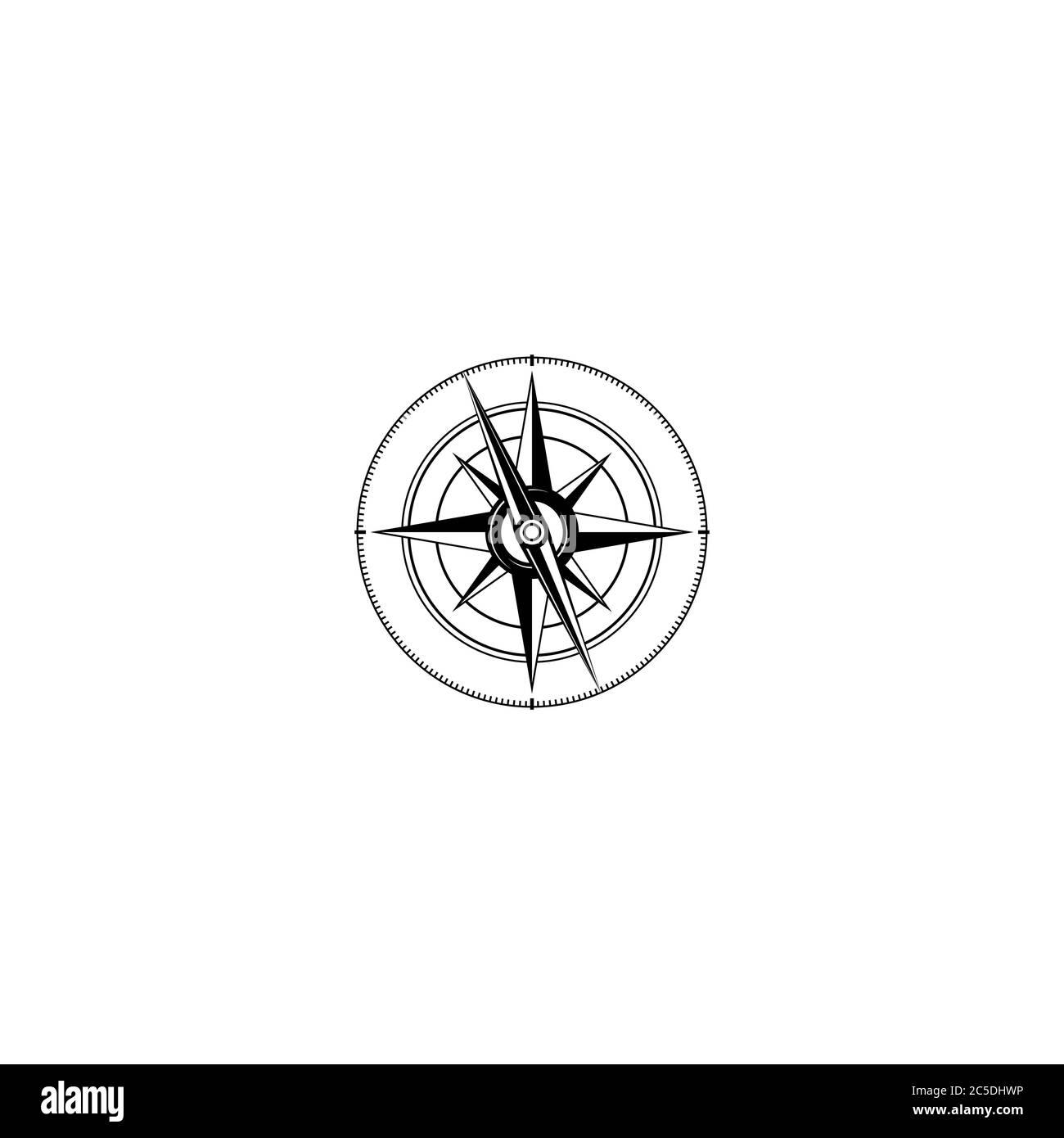 flat black compass icon isolated on white. compass traveler sign ...