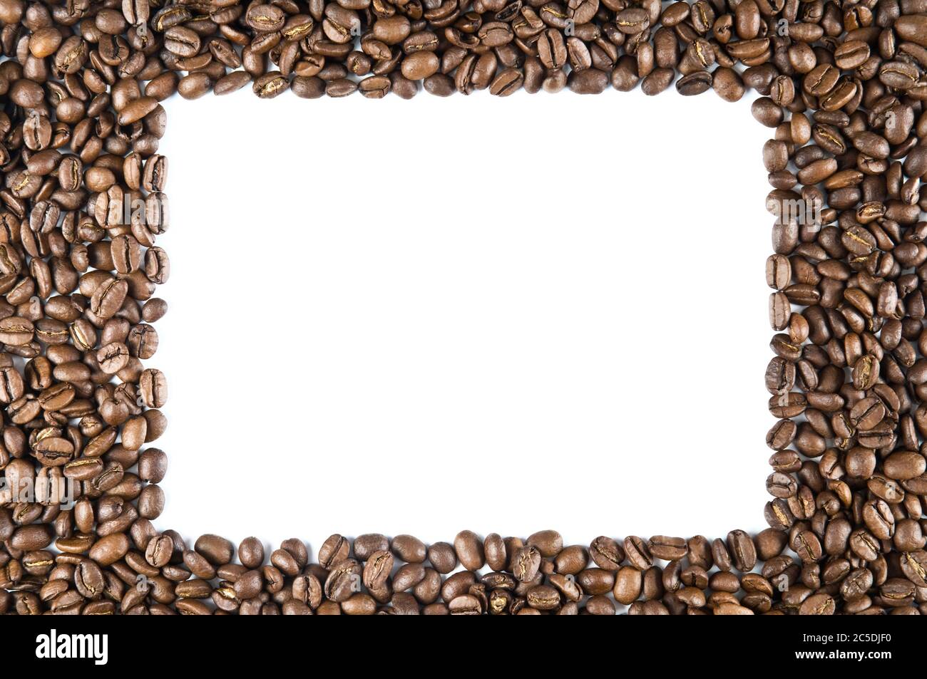 Roasted coffee beans frame isolated on white background. Border of ...