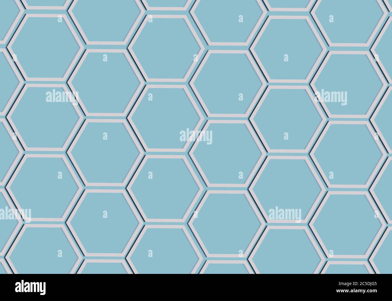 Abstract metal hexagon on blue. Modern stylish texture. 3d illustration ...
