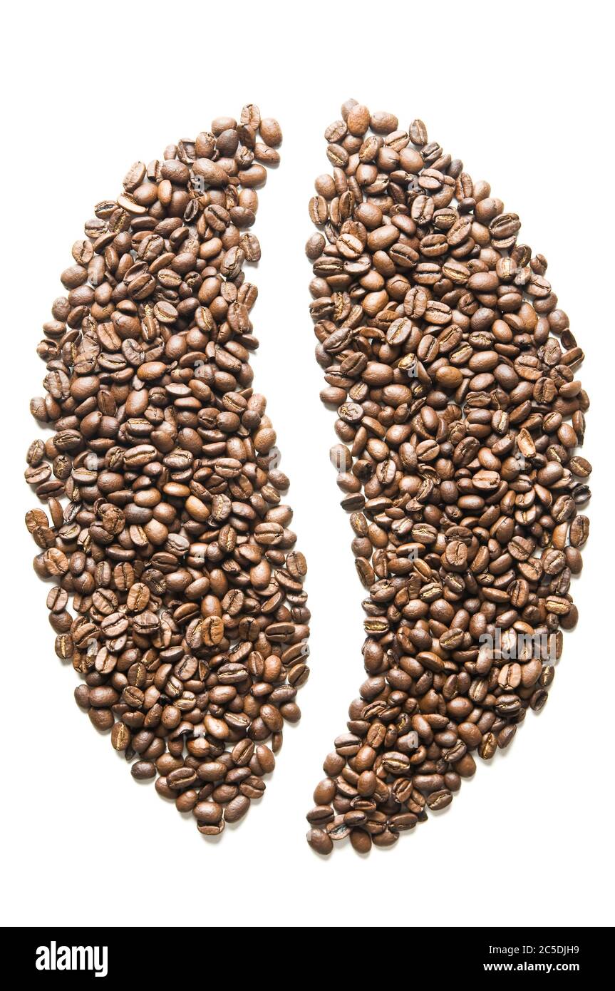Coffee Bean Symbol Shape made of roasted coffee beans isolated on white ...