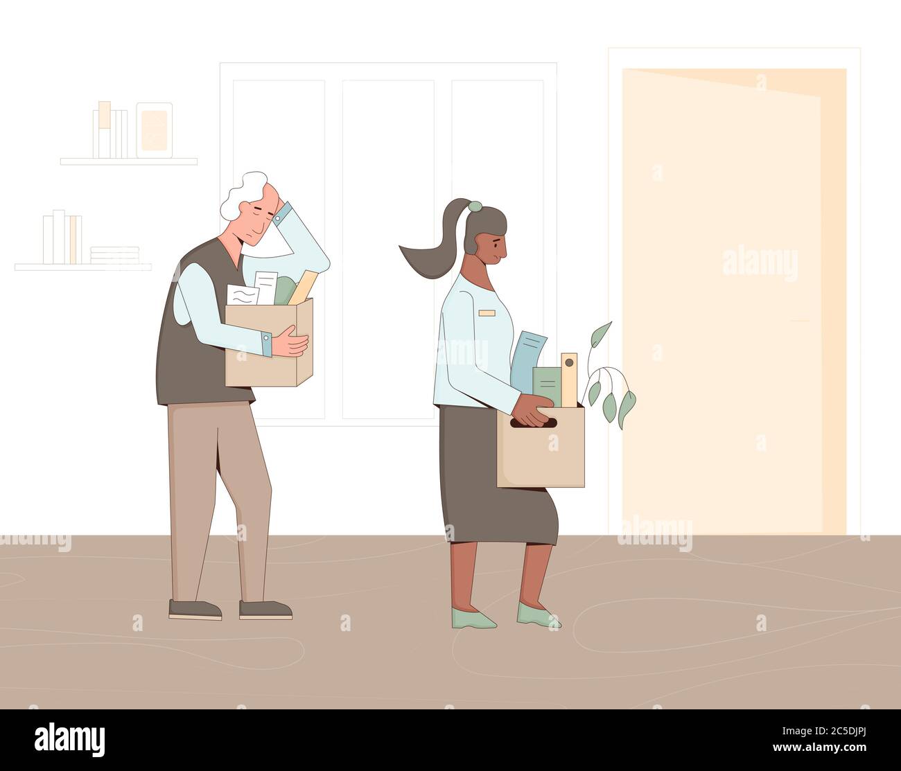 Leaving the old job Stock Vector Images - Alamy