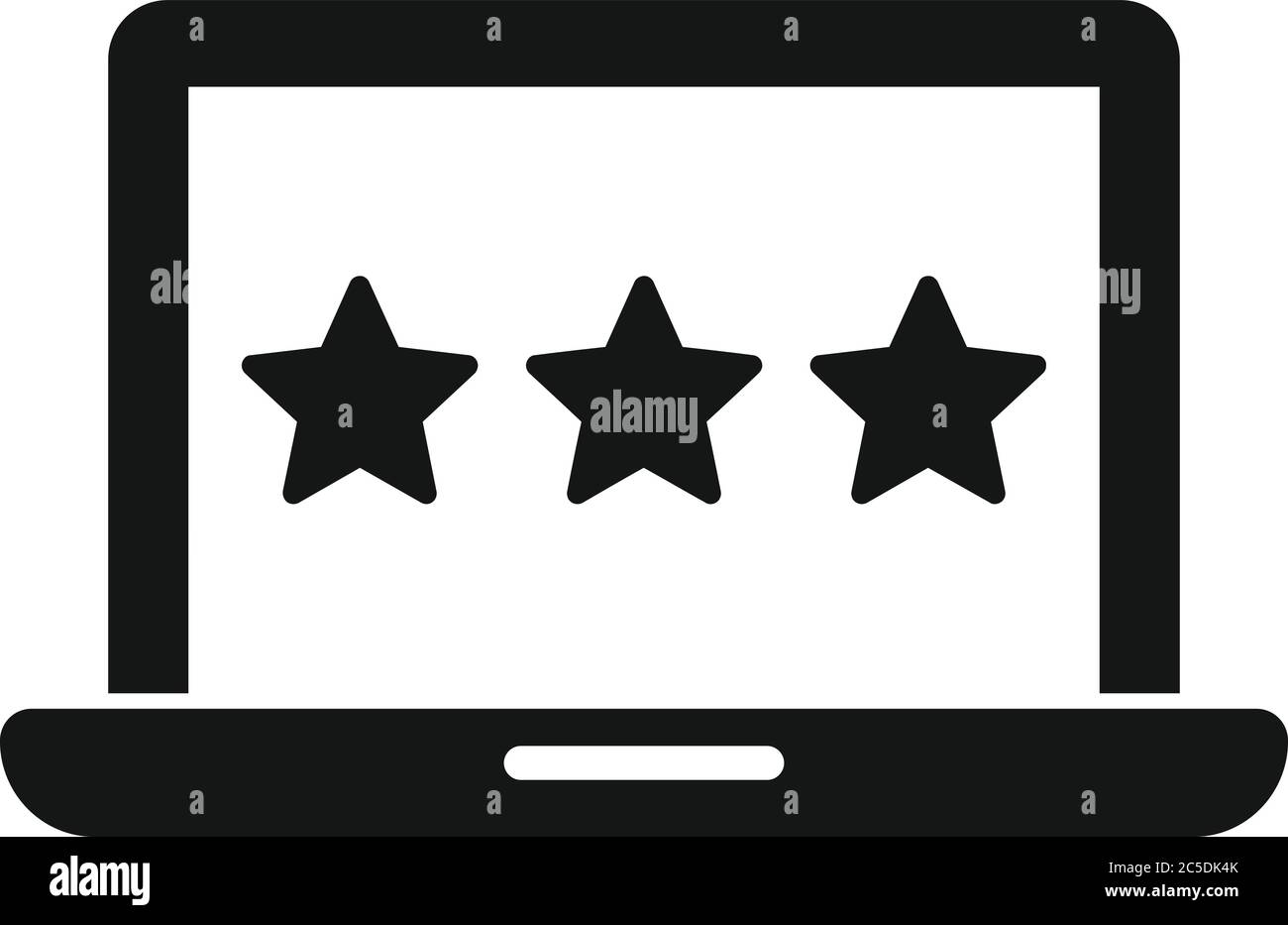 Three star laptop gamification icon. Simple illustration of three star ...