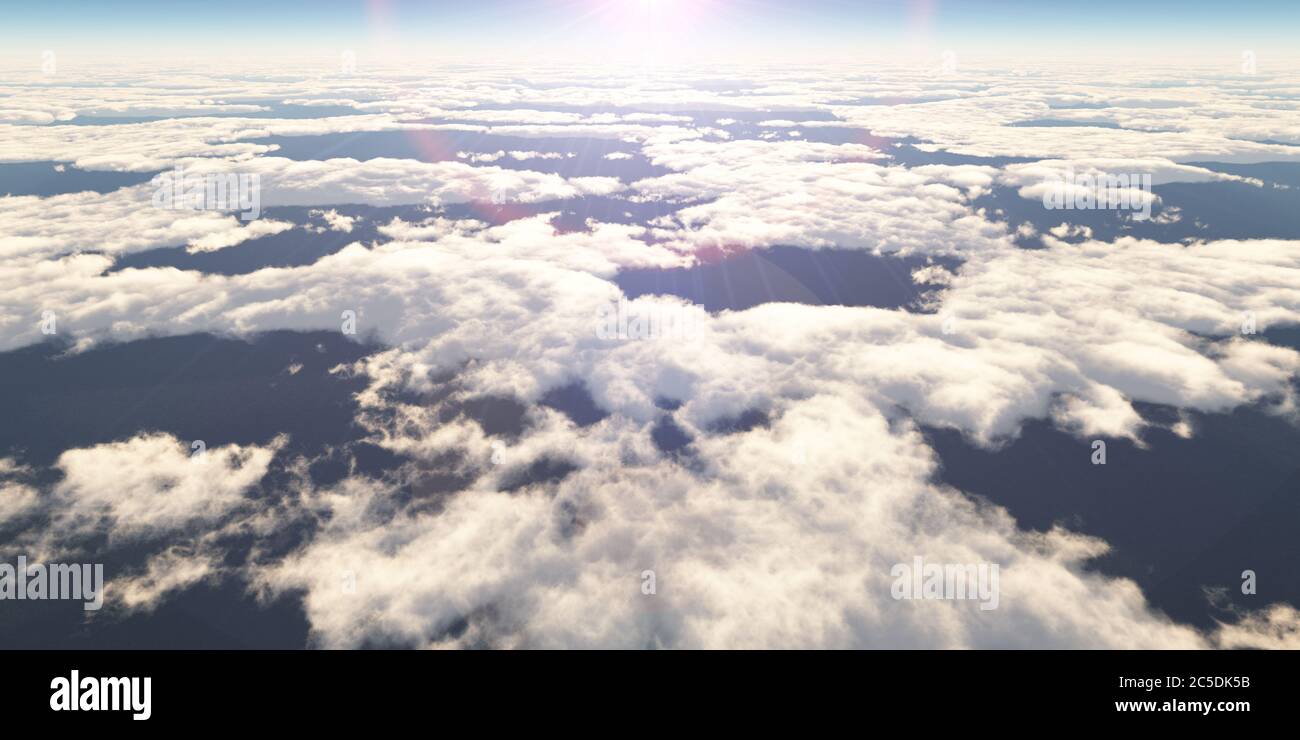 above clouds sun ray light, 3d rendering Stock Photo - Alamy