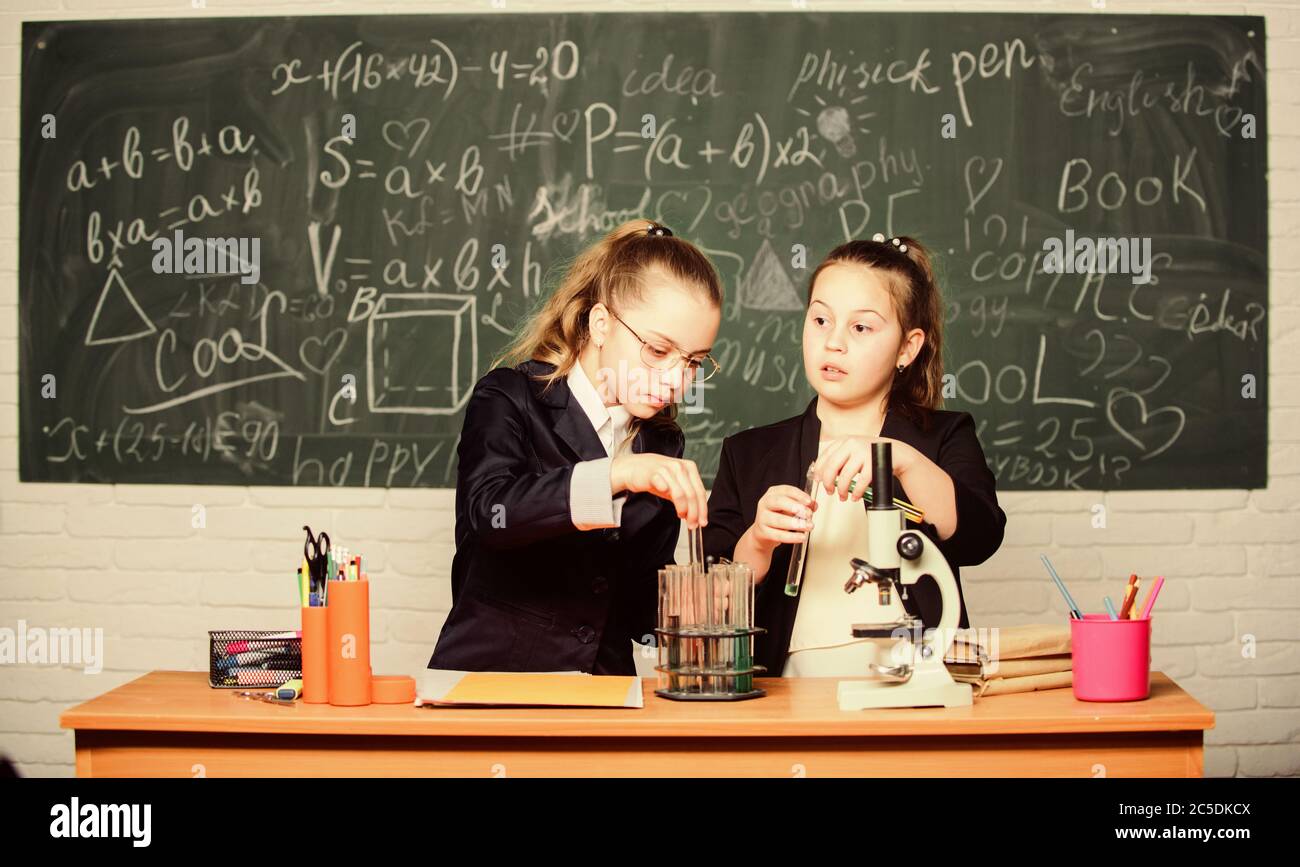 Science concept. Gymnasium students with in depth study of natural ...