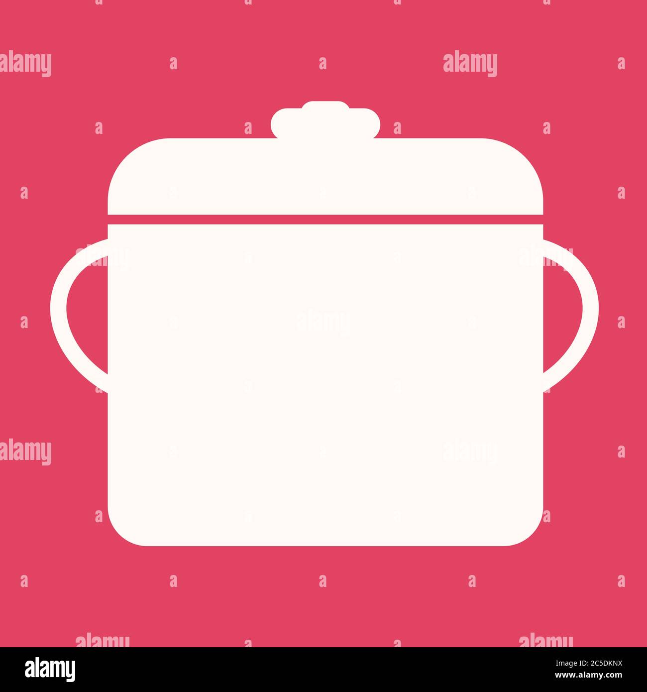 Pan icon illustration cooking symbol design element. White on red ...