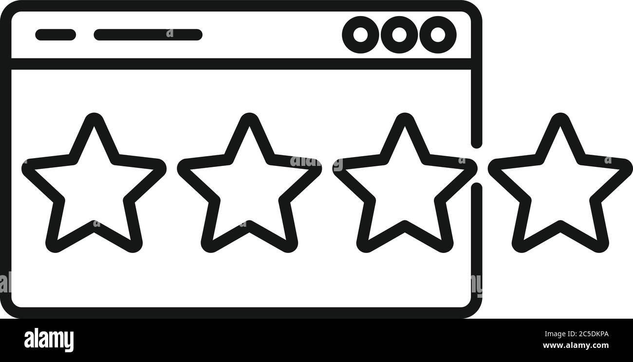 Four star video game rating icon. Outline four star video game rating ...