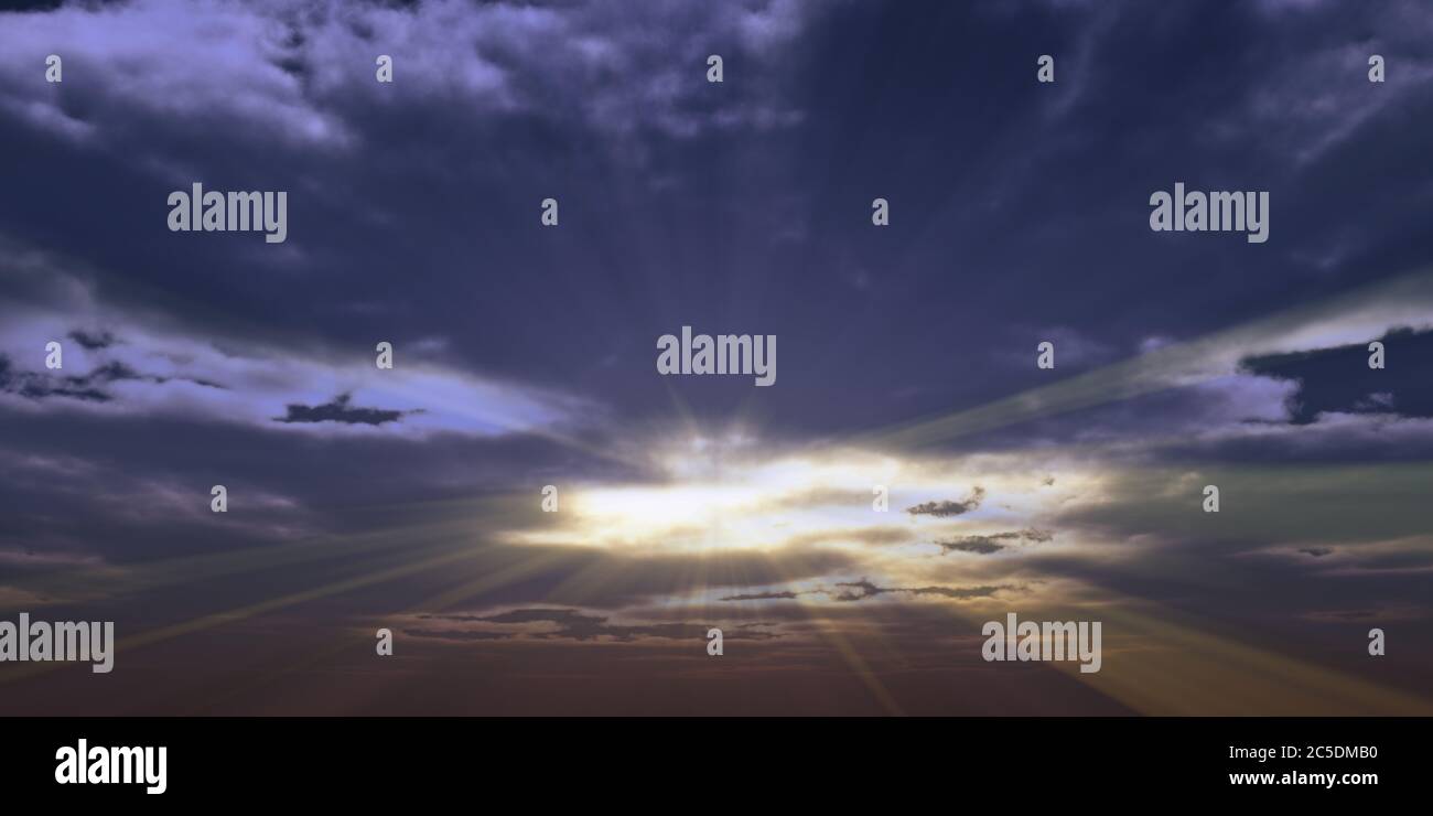 sunrise with clouds, light and god rays Stock Photo - Alamy
