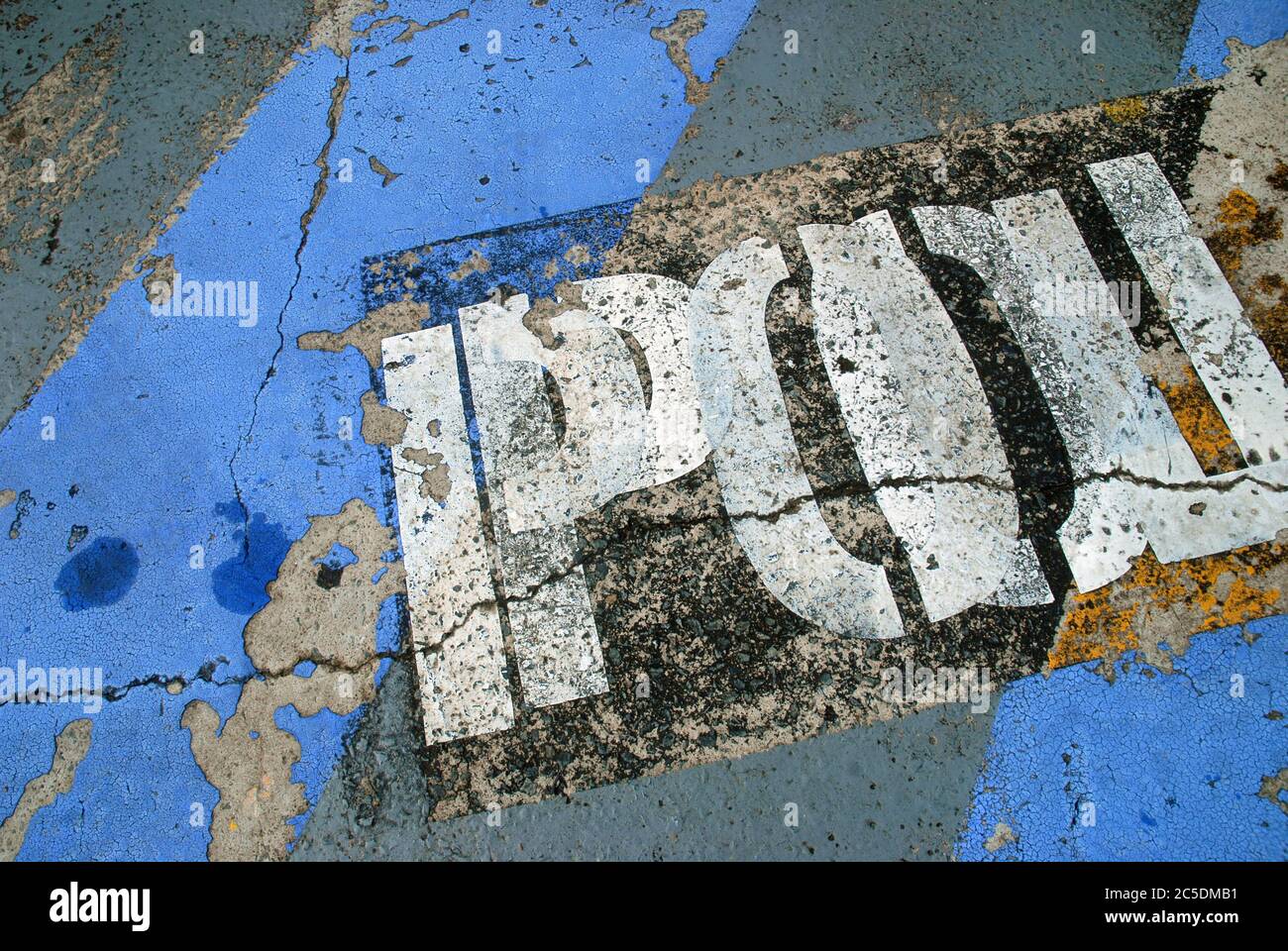 Police sign painted on road outside Australia Fair Shopping Centre ...