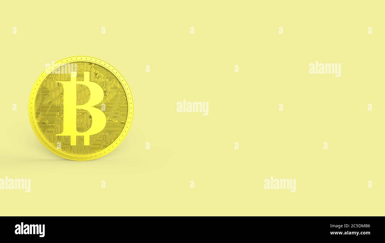 Yellow bitcoin gold coin Isolated with color background bit-coin 3d ...