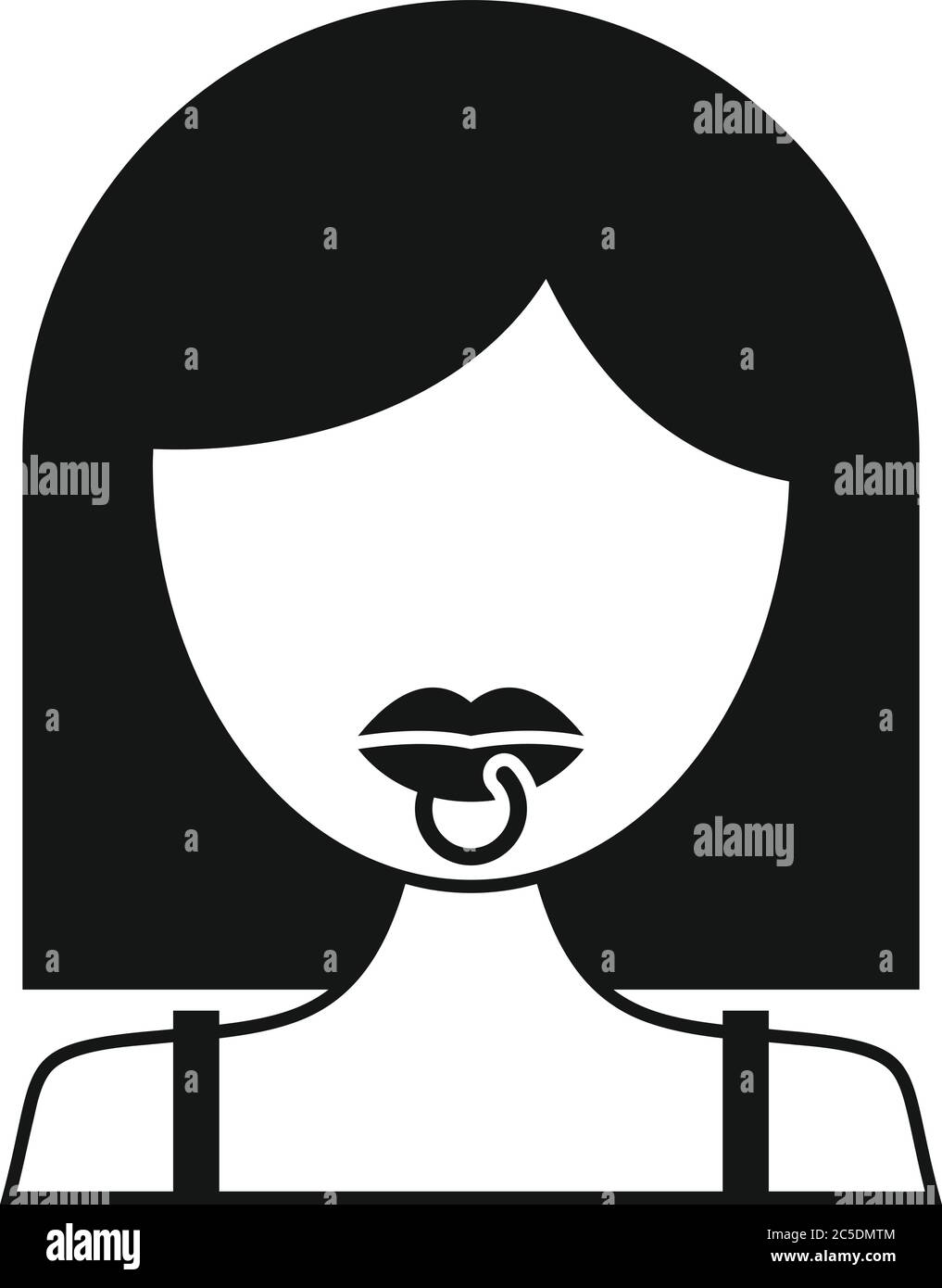 Student lips piercing icon. Simple illustration of student lips ...