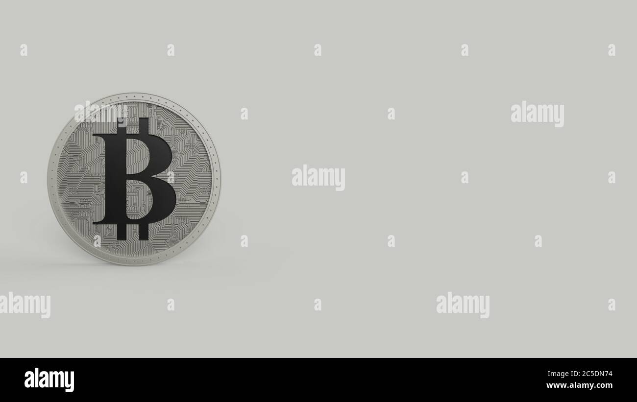 Gray bitcoin silver coin Isolated with white background bit-coin 3d ...