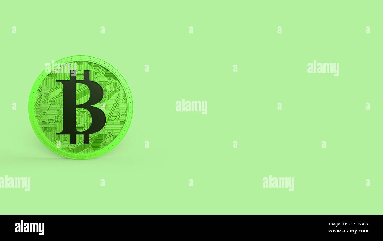 Green bitcoin gold coin Isolated with color background bit-coin 3d ...