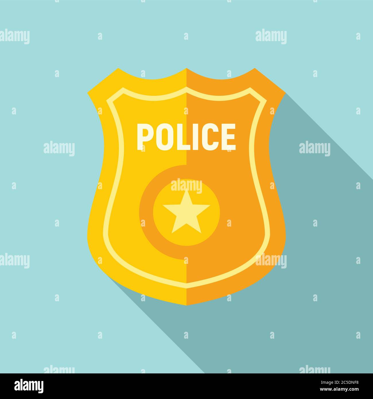 Police gold badge icon. Flat illustration of police gold badge vector ...
