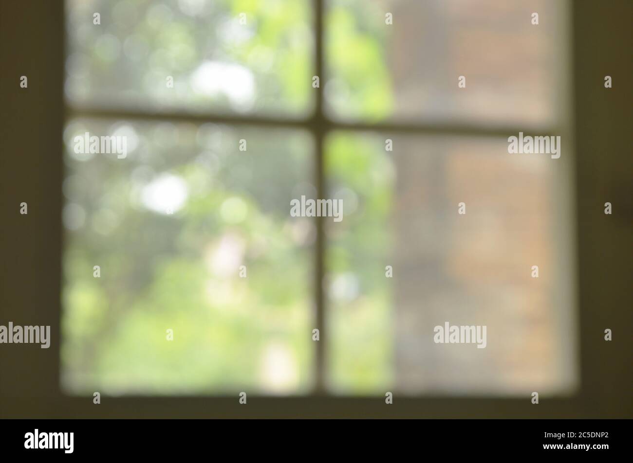 blurry garden glass window frame in home Stock Photo - Alamy