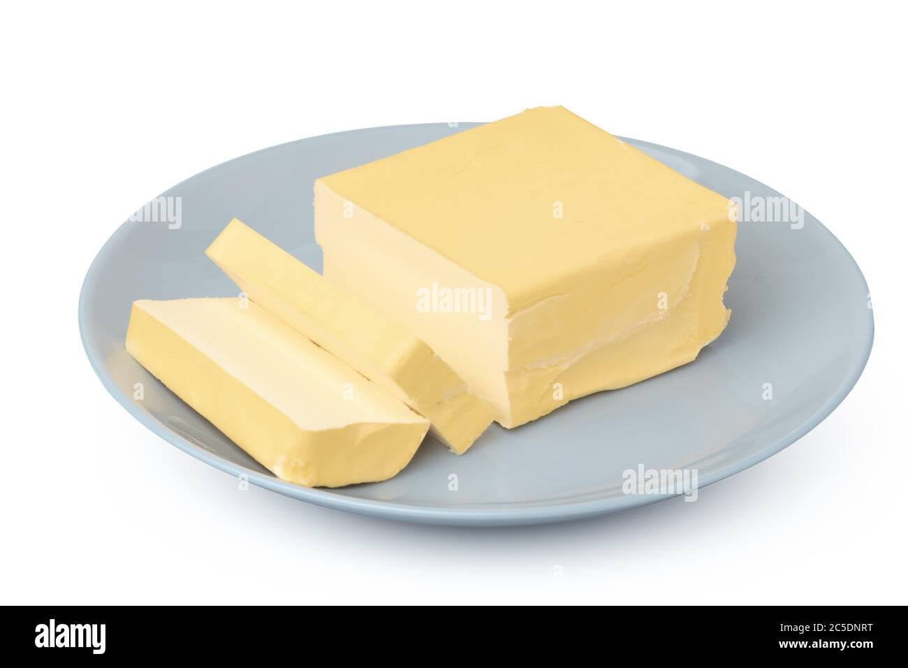 Butter on white plate isolated on white background Stock Photo - Alamy