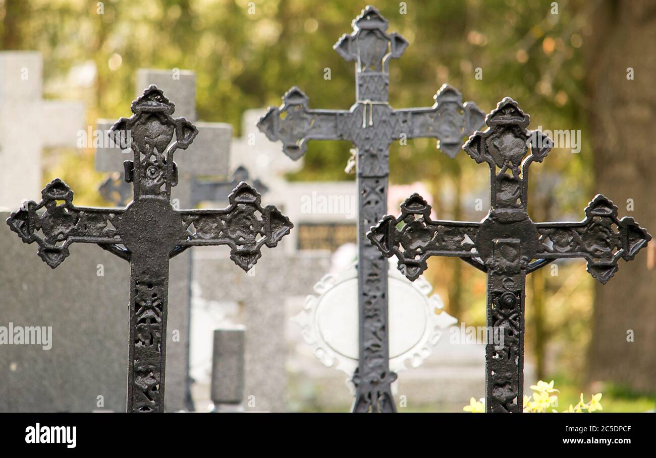 Old cemetery with religious crosses Stock Photo - Alamy