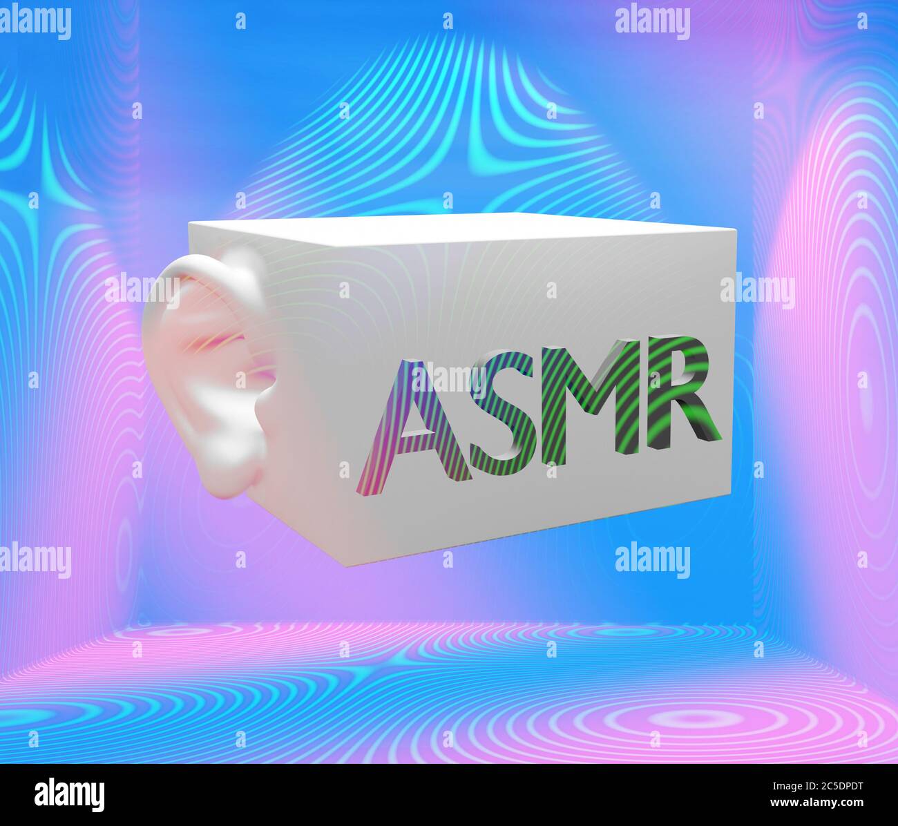 microphone asmr with ear, autonomous sensory meridian response. 3d ...