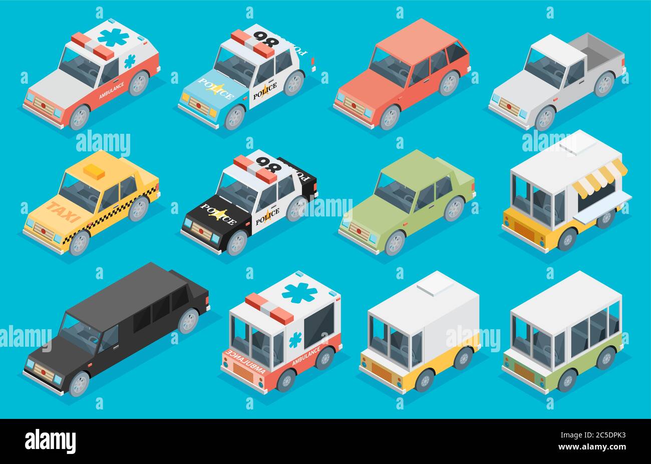 Set of the isometric cars Stock Vector Image & Art - Alamy