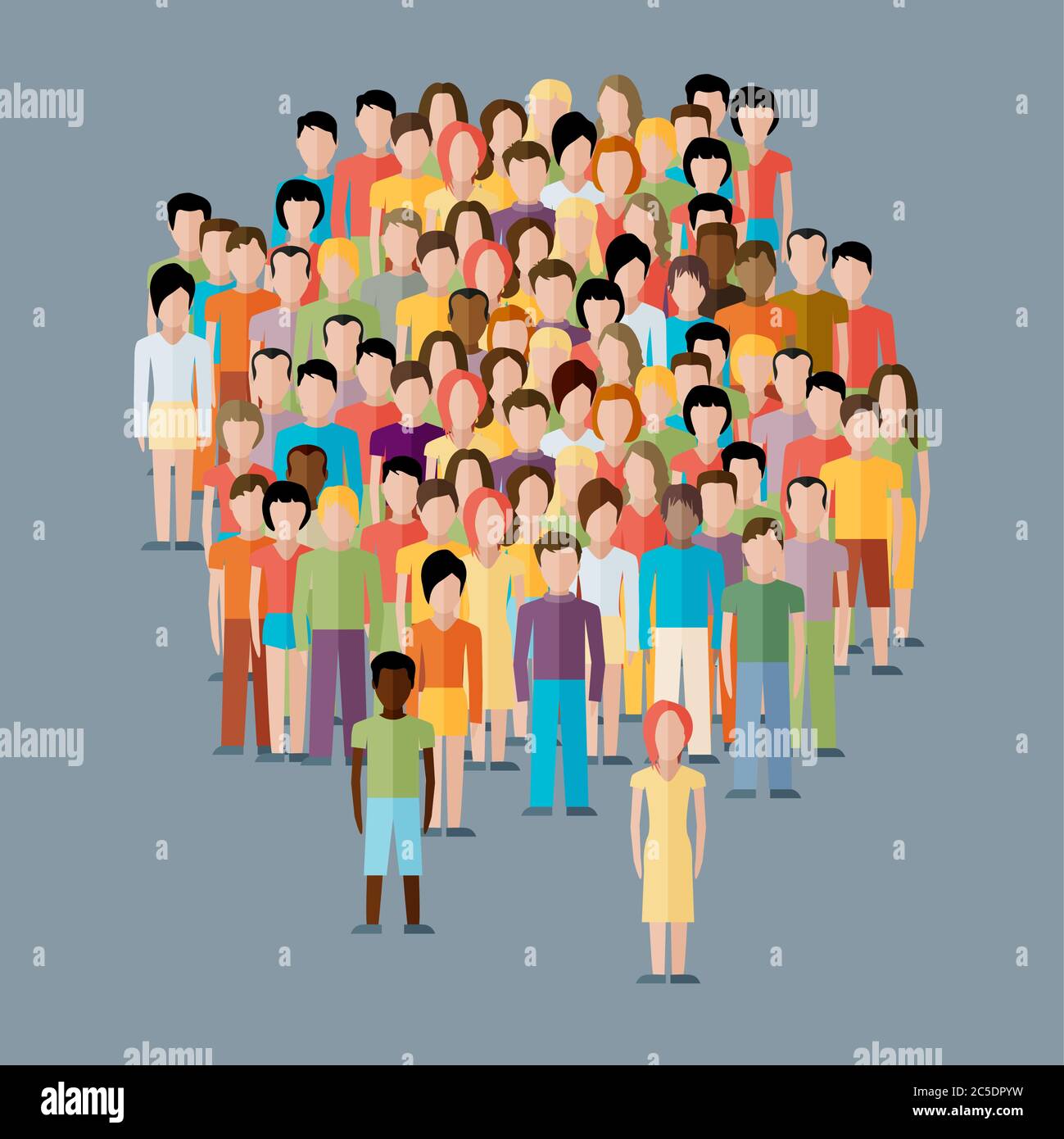 flat illustration of male community with a crowd of guys and men Stock ...