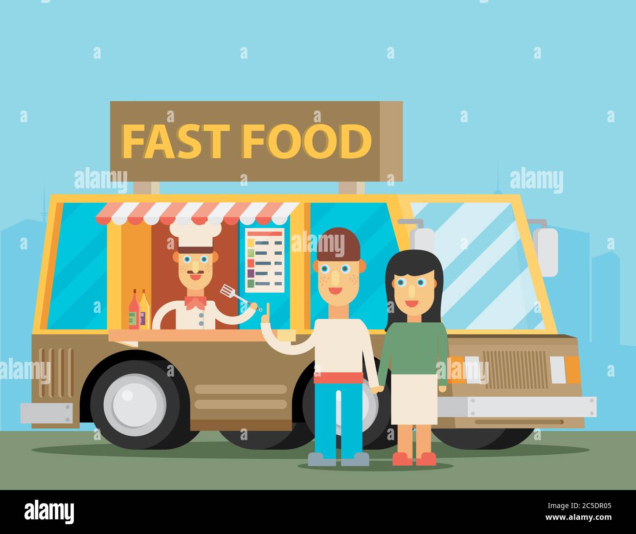 Mobile food car. Vector Stock Vector Image & Art - Alamy