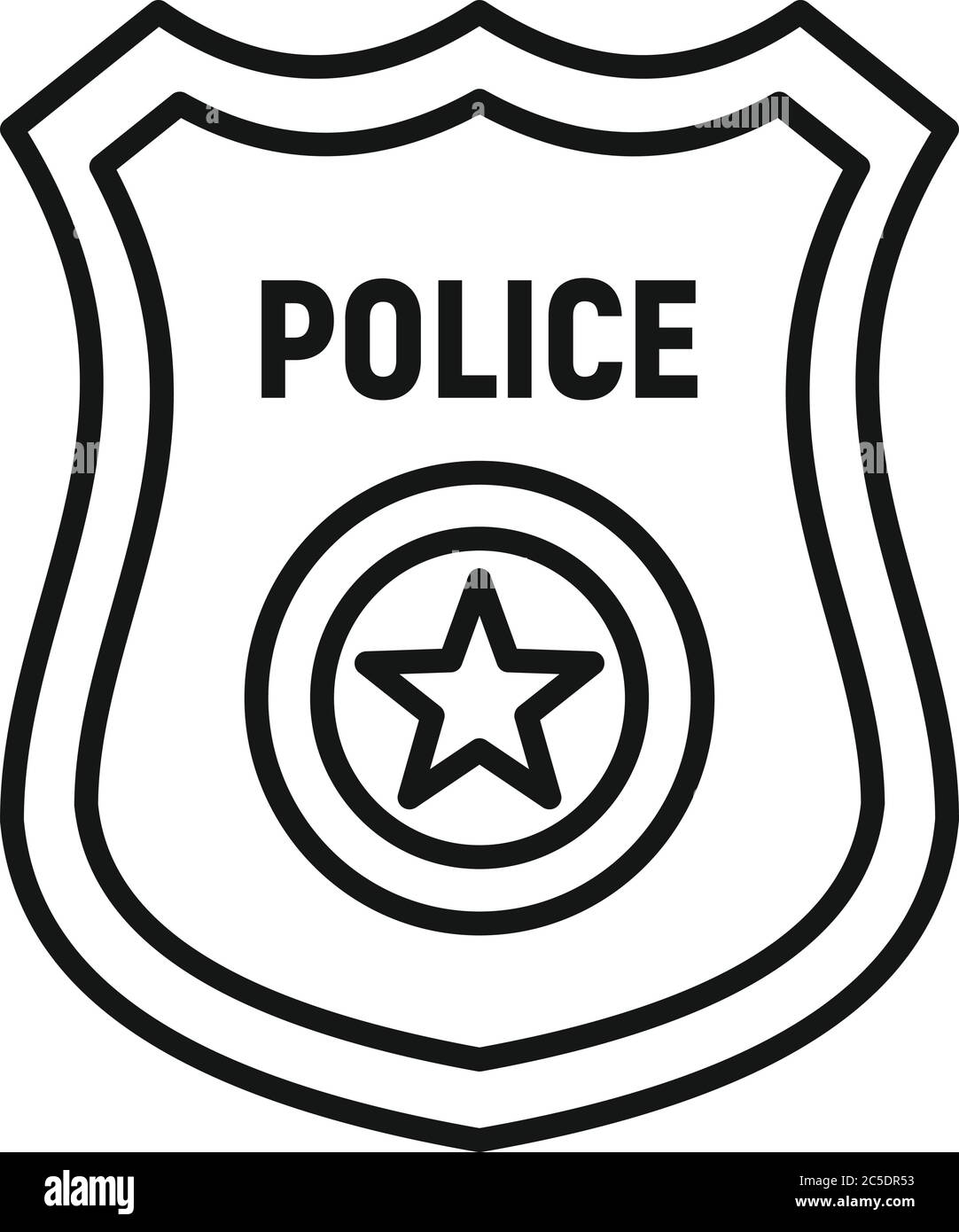 Police gold badge icon. Outline police gold badge vector icon for web ...