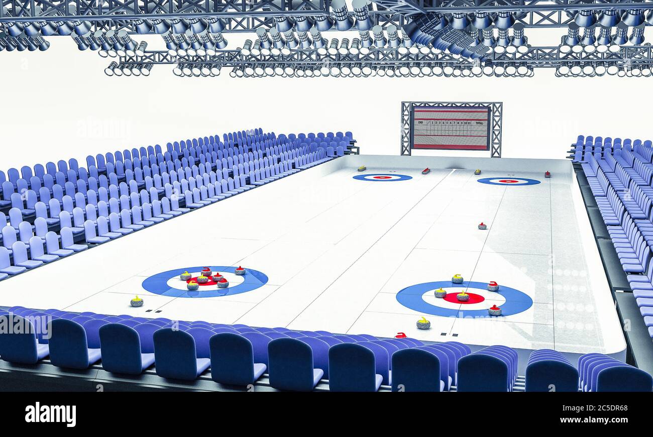 3D Render of Ice arena for playing curling Stock Photo - Alamy