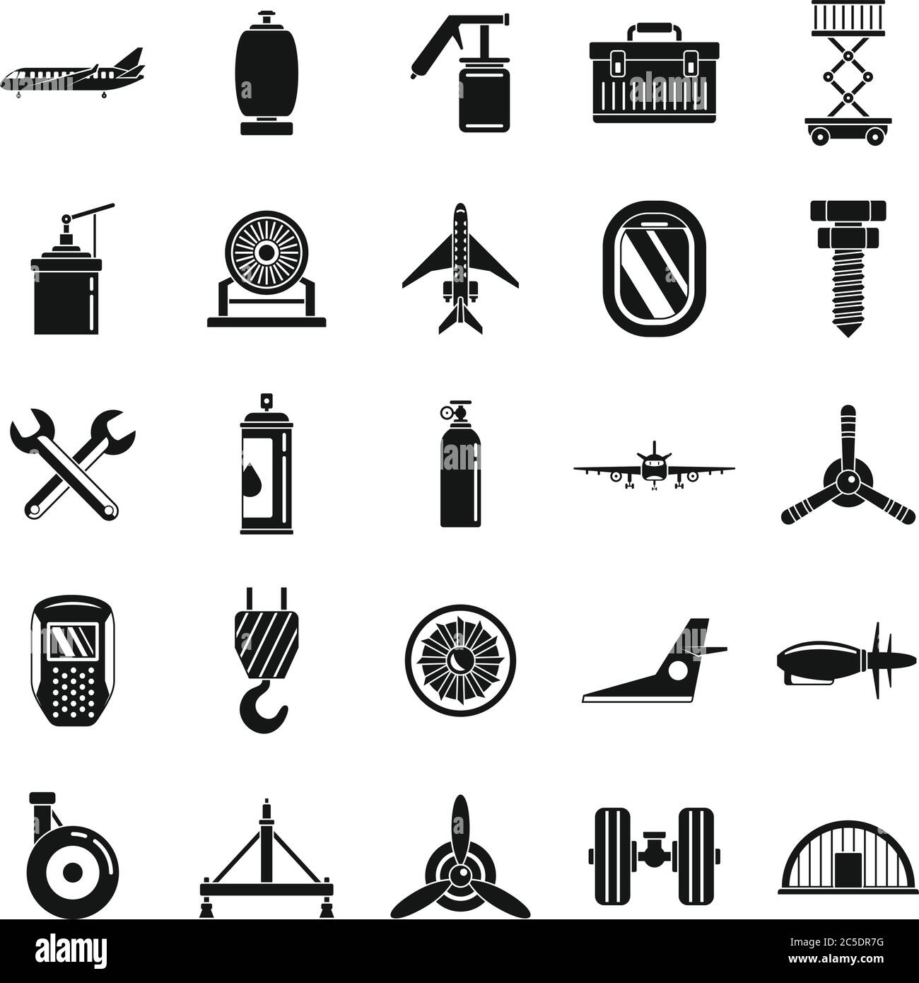 Aviation repair icons set. Simple set of aviation repair vector icons ...