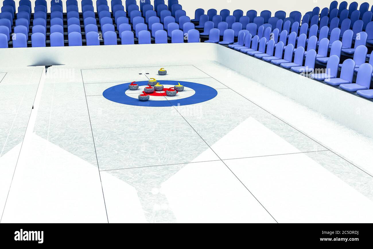 3D Render of Ice arena for playing curling Stock Photo - Alamy