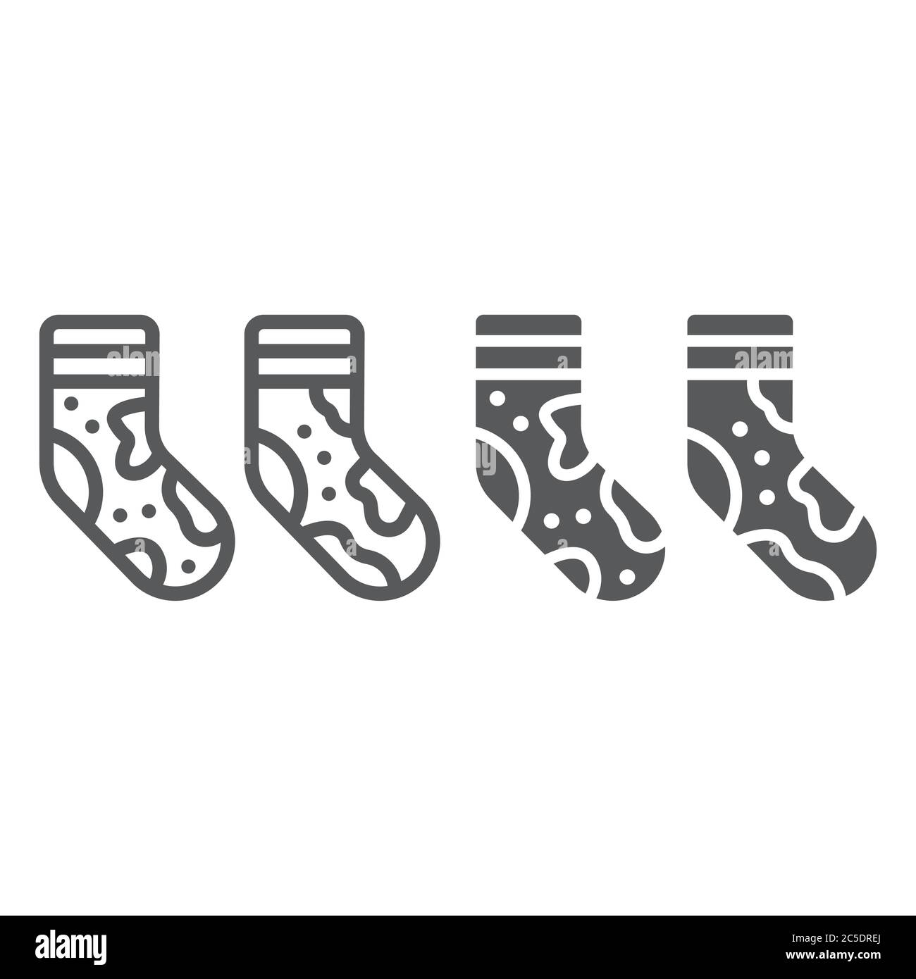 Dirty socks line and glyph icon, laundry and wardrobe, smelly socks ...