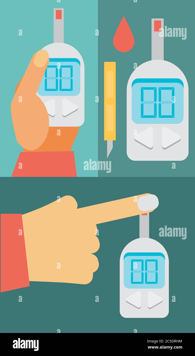 home glucometer with hand. concept of pharmacy, portable technology ...