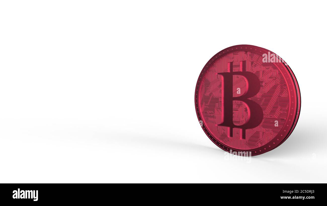 Red bitcoin gold coin Isolated with white background bit-coin 3d render ...