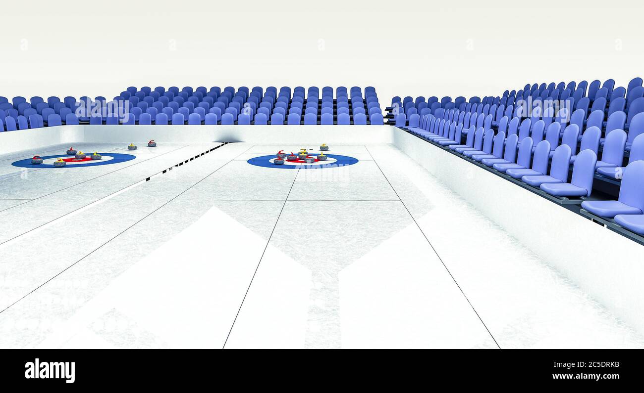 3D Render of Ice arena for playing curling Stock Photo - Alamy