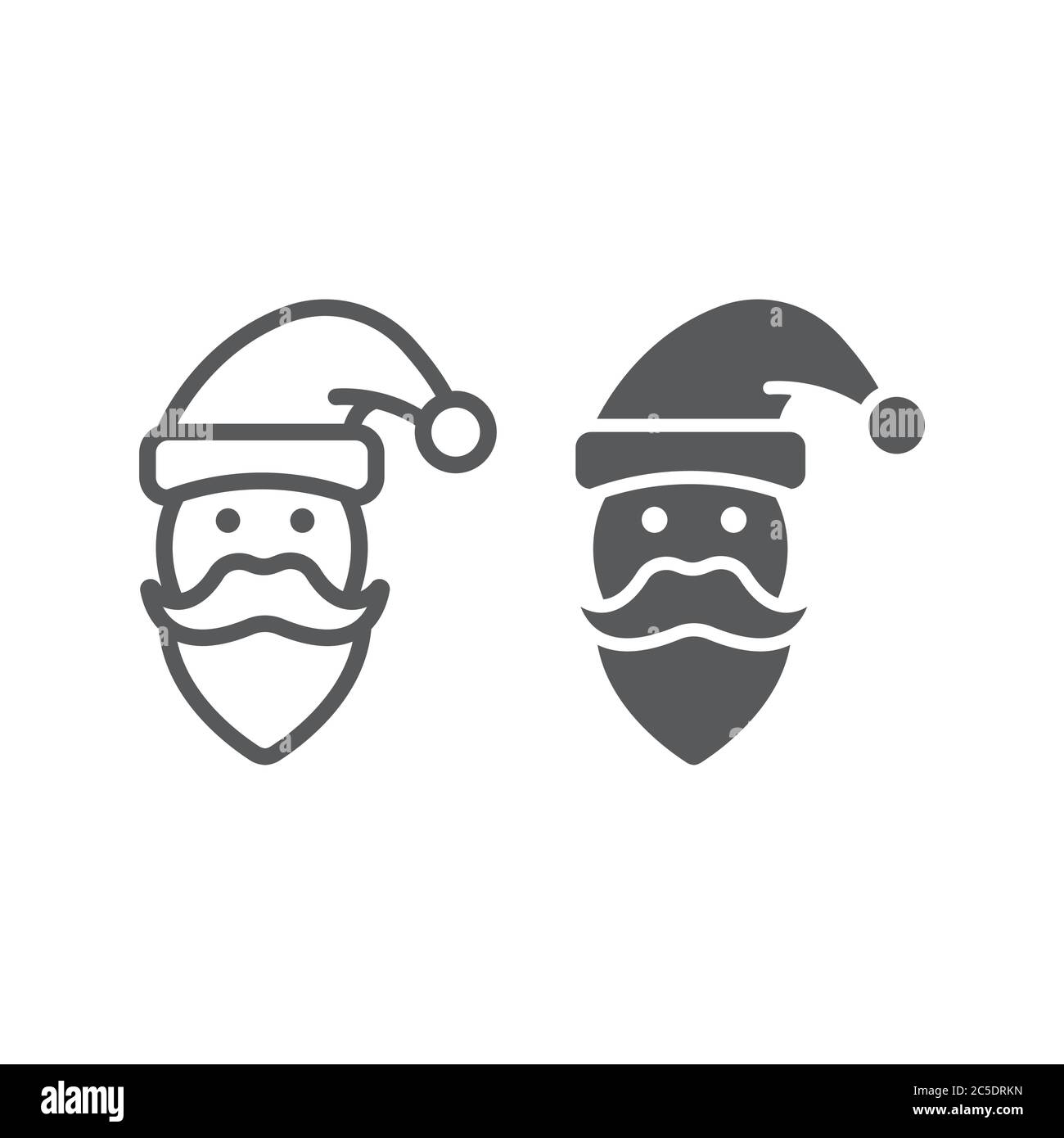 Santa Claus line and glyph icon, christmas and new year, character face ...