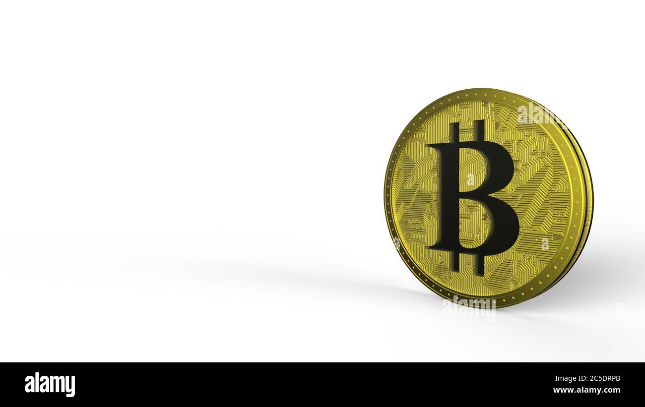 Yellow bitcoin gold coin Isolated with white background bit-coin 3d ...