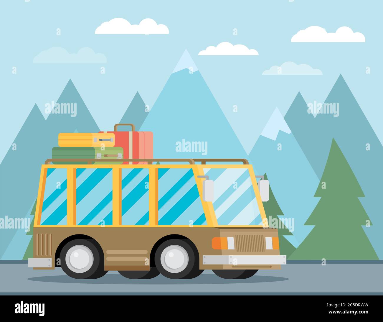 Vector illustration of a retro travel van Stock Vector Image & Art - Alamy