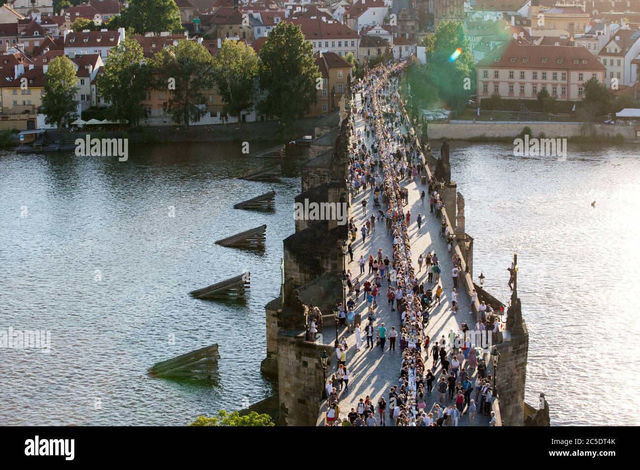 Prague citizens give farewell to coronavirus with dinner at 500 metre ...