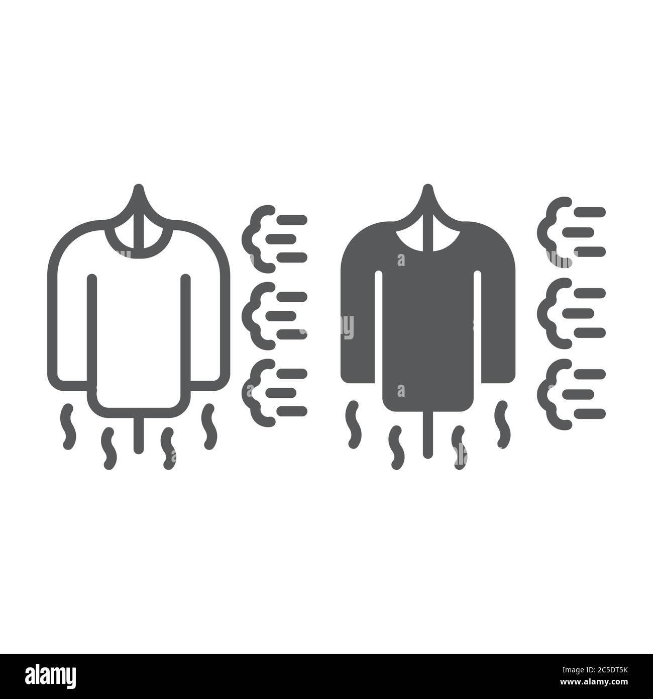 Steam clothes cleaning line and glyph icon, laundry and clean, clothes ...
